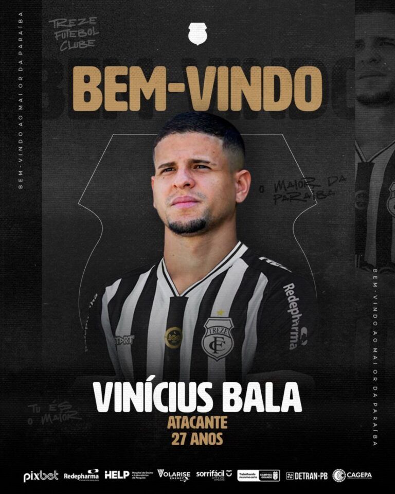 Treze anuncia atacante Vinícius Bala como quinto reforço para a ...